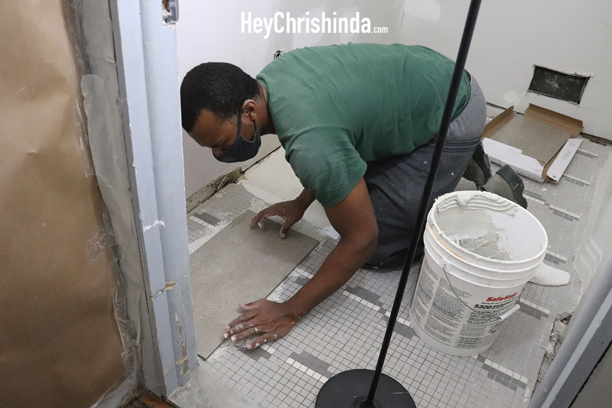 Tile Over Tile in Our Bathroom. It Turned Out Great!! | HeyChrishinda.com